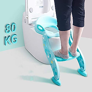 PENGJIE Folding Ladder Step Stool Ladder Stool Kids Training Seat Adjustable Toilet Potty Chair Sturdy Non-Slip Foldable Adjustable Height