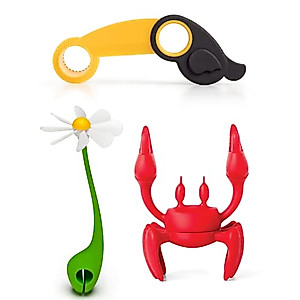 Pack of 3 - Red The Crab Silicone Utensil Rest + Flower Power Steam Releaser + Toco Apple Peeler