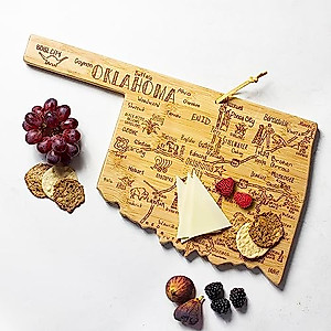 Totally Bamboo Destination Oklahoma State Shaped Serving and Cutting Board, Includes Hang Tie for Wall Display