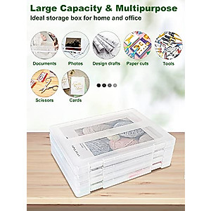 VIXKEXN 2 Pack Portable Project Case for 8.5 x 11 Letter A4 File Paper, Plastic Scrapbook Paper Storage Box, Documents Magazines Protector, Office Supplies File Storage Case ( 12.52 X 9.45 X 0.94