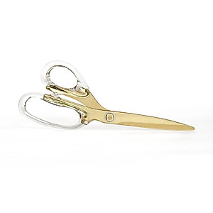 russell+hazel Acrylic Scissors, Left or Right Hand, Clear and Gold-Toned, 9”