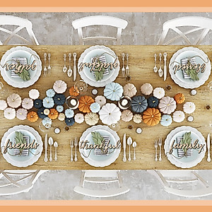 Yalikop 6 Pieces Thanksgiving Wood Cutouts Thankful Grateful Sign Handmade Wood Signs for Thanksgiving Fall Plate Decor Crafts DIY Decorations Supplies, 6 Styles