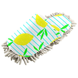 FLildon Microfiber Cleaning Slippers Lemon Stripe Washable Mop Shoes Slipper for Men/Women House Floor Dust Cleaner, Size L