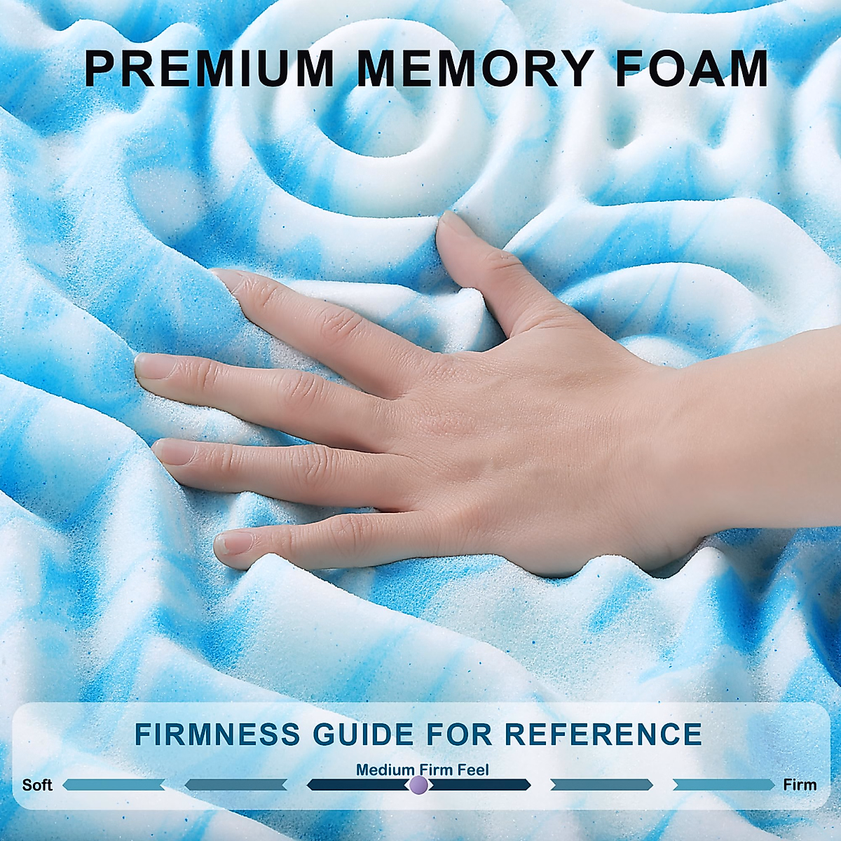 Askme 2 Inch 7-Zone Twin Memory Foam Mattress Topper, Cooling Gel Foam Mattress Topper for Pressure Relief,Bed Topper in a Box CertiPUR-US Certified, Twin Size