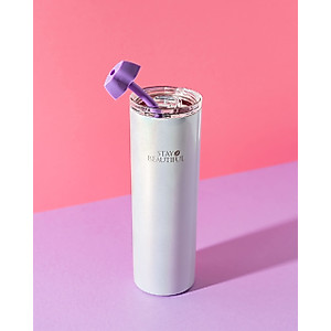 LipSip. Sip from a Straw Without pursing Your Lips to Help Prevent Lip Lines & Wrinkles. Includes Detachable LipSip, Reusable Silicone Straw & Cleaner. BPA-Free Dishwasher Safe Ecofriendly (Lavender)