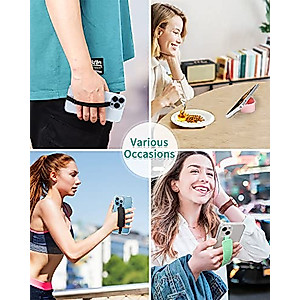 Phone Loop, CISID 3 Pcs Silicone Phone Grip Strap with Stand Reusable Cell Phone Holder for Hand Phone Finger Holder for Most Phone Cases (Black, Pink, Green, 210mm)