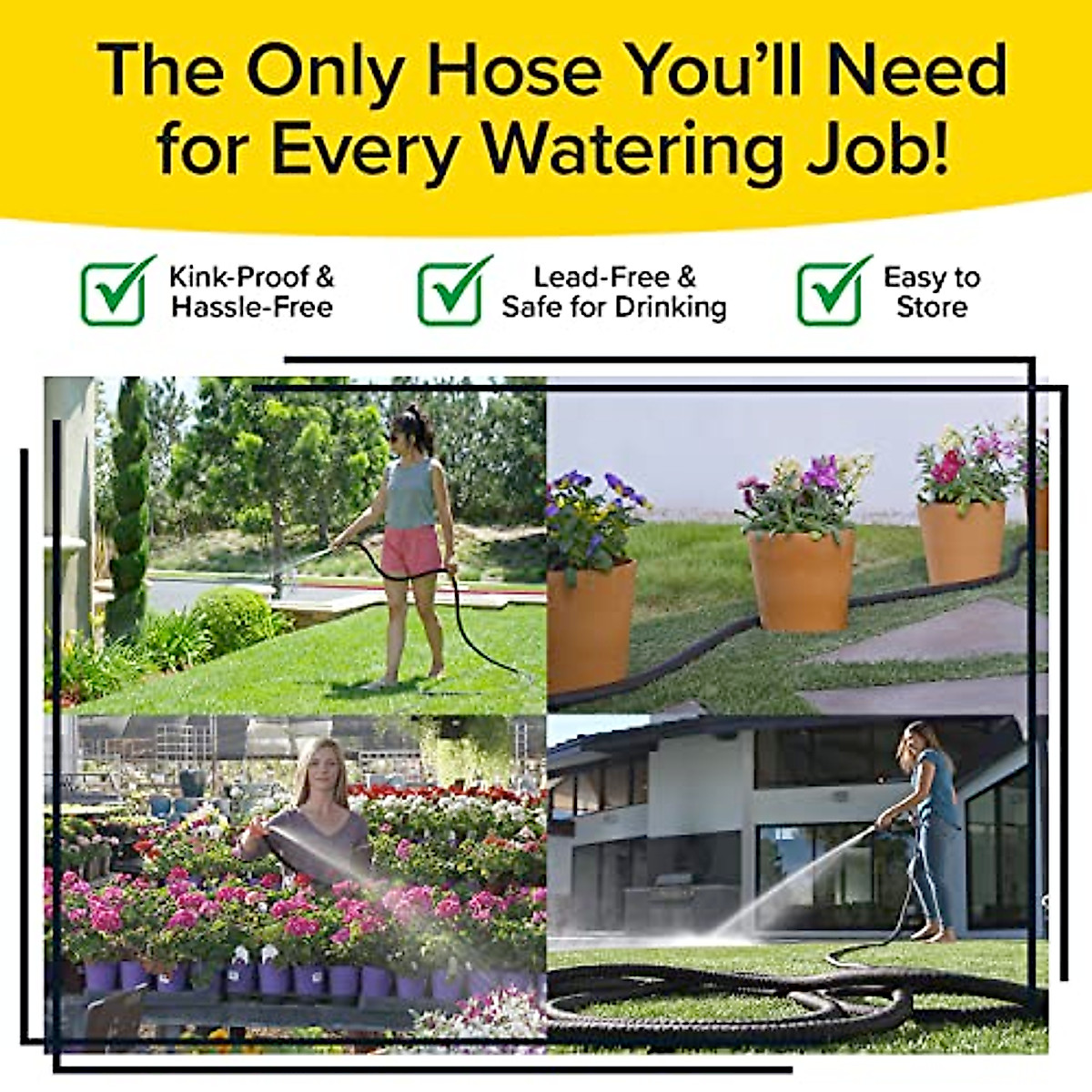 Pocket Hose Silver Bullet 100 ft Turbo Shot Nozzle Multiple Spray Patterns Expandable Garden Hose 3/4 in Solid Aluminum Fittings Lead-Free Lightweight and No-Kink