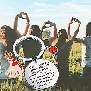 WSNANG Sorority Gift Finer Women Keychain Greek Sorority Jewelry Braver Stronger Smarter Than You Think Keychain (Red elephant Always)