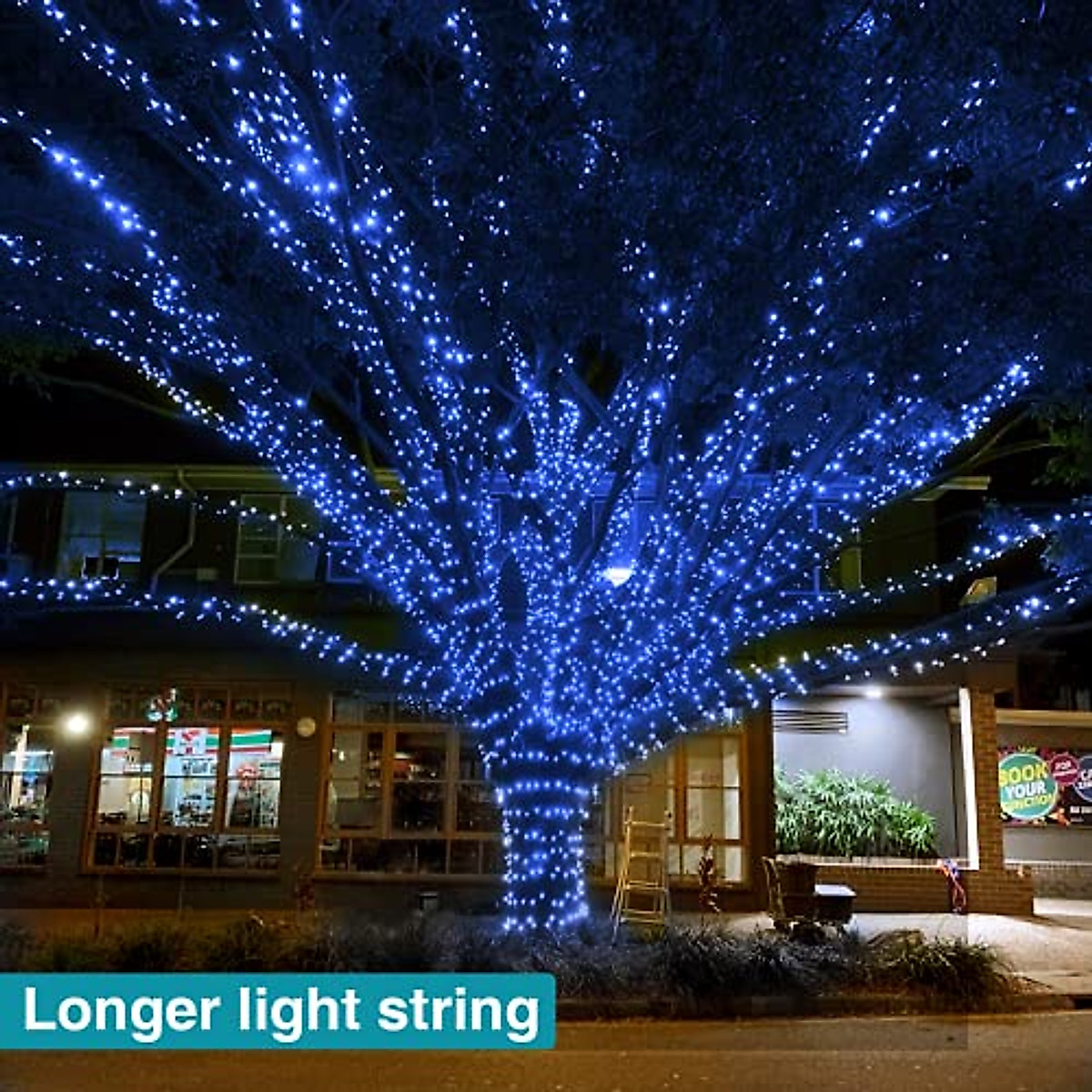 kolpop Solar String Lights Outdoor, 78.7FT 240LED Solar Fairy Lights Outdoor Waterproof 8 Modes Silver Wire Solar Powered Lights Indoor for Garden Patio Gate Yard Party Wedding Camping(Blue)