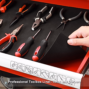 CASOMAN Professional Tool Box Liner and Drawer Liner - 24 inch (Wide) x 24 feet (Long), Non-Slip,Easy Cut, Black