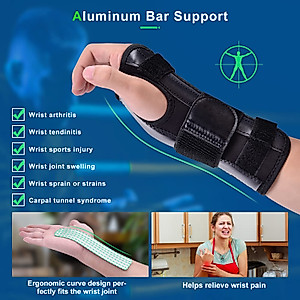 Aastin Wrist Brace for Carpal Tunnel, Wrist Splint for Tendonitis and Arthritis Pain Relief, Adjustable Wrist Support with Aluminum Bar for Men and Women Fits for Right and Left Hand (S)