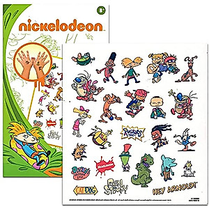 Nickelodeon Nicktoons Party Favors Bundle Pack ~ 140+ Stickers and 75 90s Nickelodeon Temporary Tattoos Featuring Rugrats, Hey Arnold, CatDog, Ren and Stimpy, And More | Retro Cartoons Party Supplies