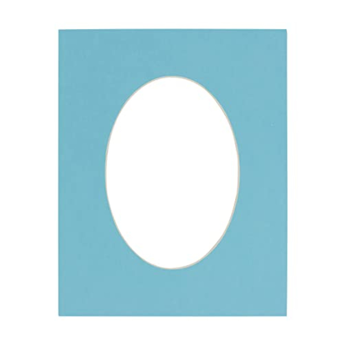 16x24 Mat Bevel Cut for 12x21 Photos - Precut Aqua Blue Oval Shaped Photo Mat Board Opening - Acid Free Matte to Protect Your Pictures - Bevel Cut for Family Photos, Pack of 1 Matboard Show Kit with