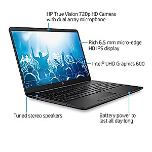 HP 15.6" Laptop with Intel 4-core CPU, 15.6" HD LED Display, Intel Quad-core Processor, Bluetooth and Wi-Fi, HDMI, Long Battery Life, Windows 11 Home in S Mode(16GB RAM | 1TB SSD)