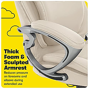 Serta AIR Health and Wellness Executive Office Chair, High Back Big and Tall Ergonomic for Lumber Support Task Swivel, Bonded Leather, Comfortable Cream