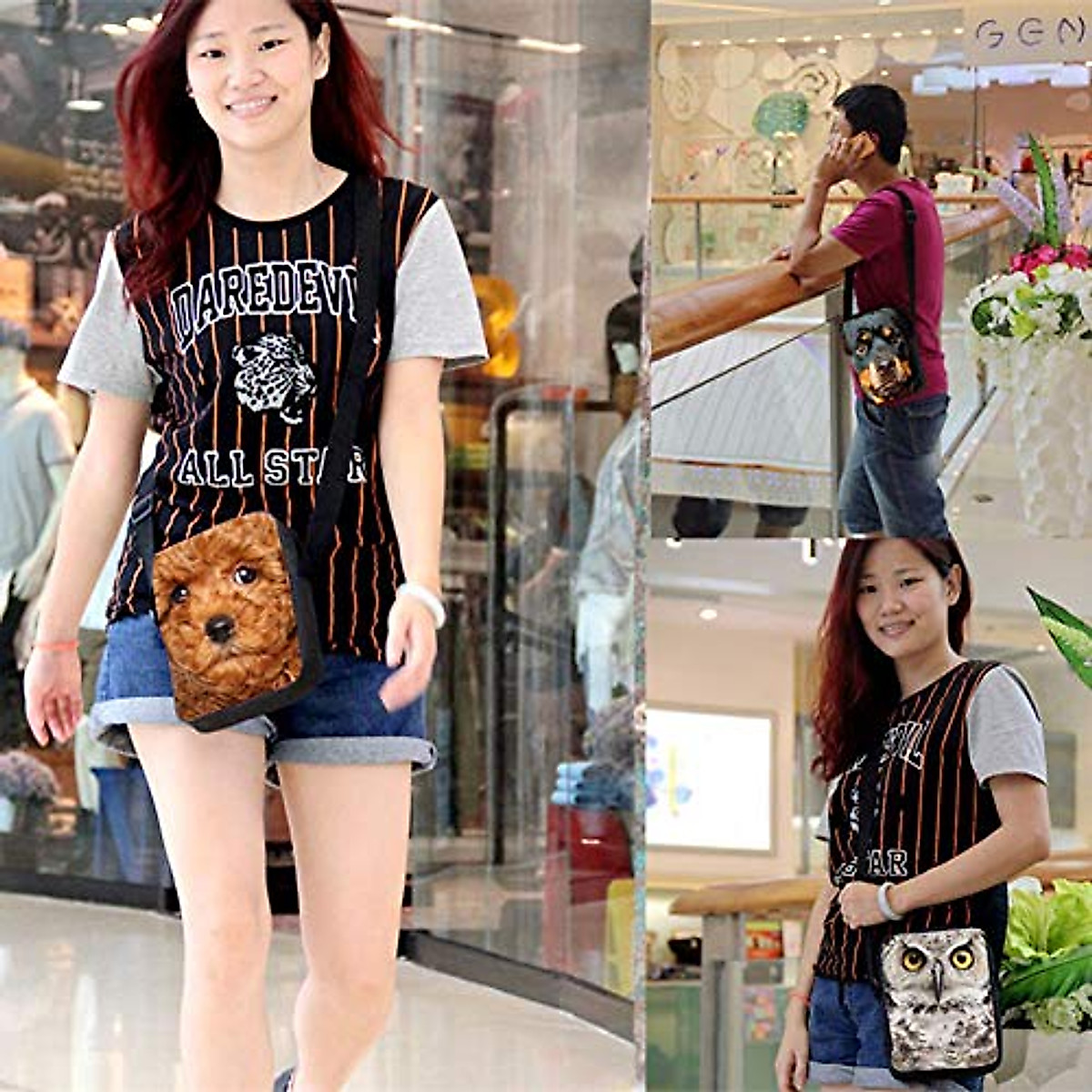 STUOARTE Cartoon Frog Print Crossbody Slingbag with Adjustable Strap, Lightweight Durable Purse Tote Shoulder Messenger Bags Travel Bag Handbag for Women Teens