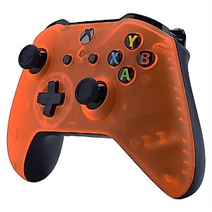 eXtremeRate Foggy Clear Orange Faceplate Cover for Xbox One Wireless Controller (Model 1708), Custom Case Front Housing Shell for Xbox One S & Xbox One X Controller - Controller NOT Included
