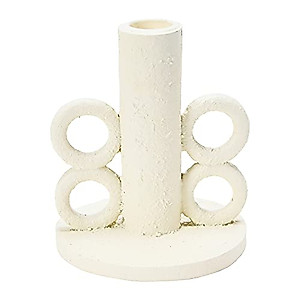 Bloomingville Resin Taper Handles, Volcano Finish Candle Holder, White