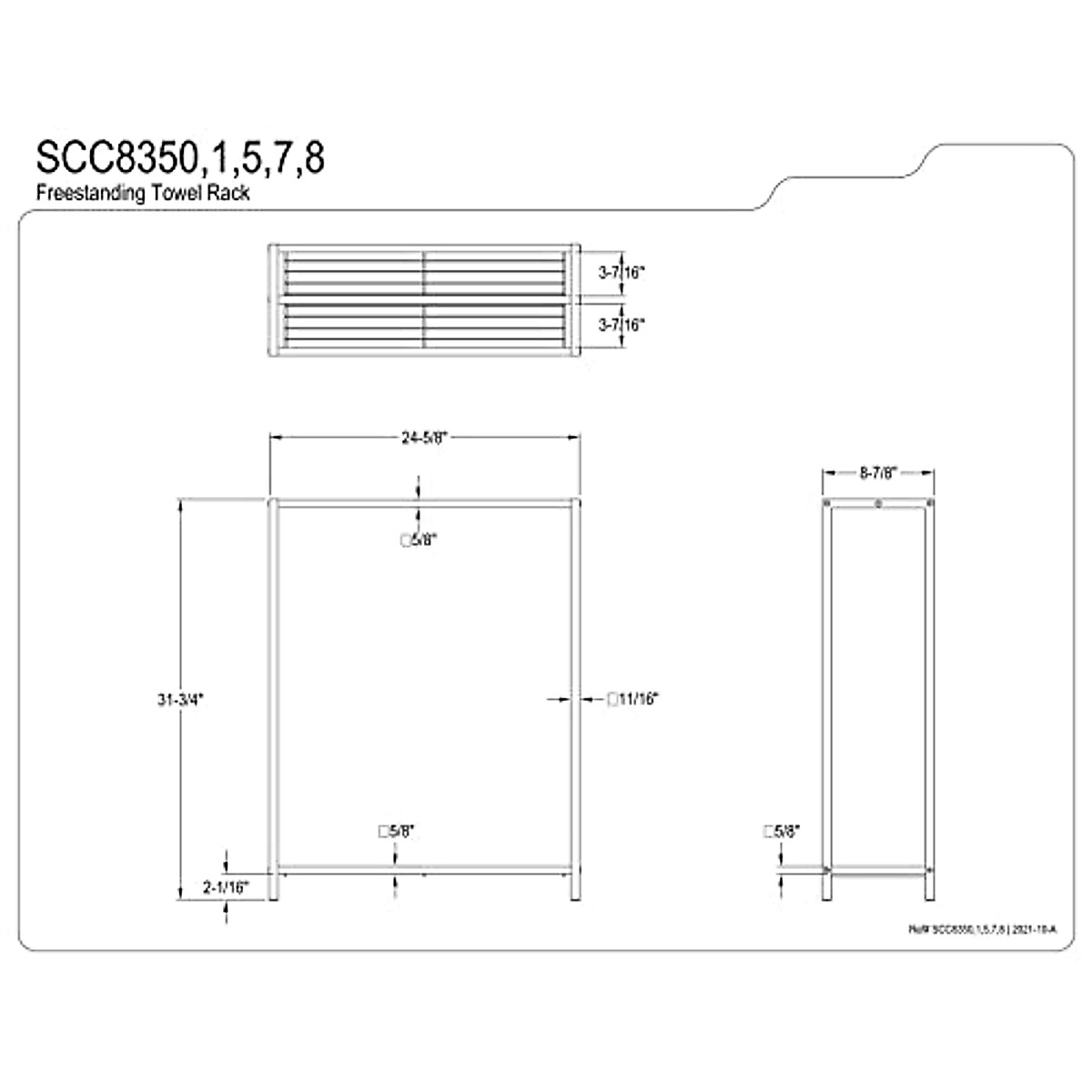 Kingston Brass SCC8350 Edenscape Freestanding Iron Towel-Rack, Matte Black 24.63 x 8.88 x 31.75