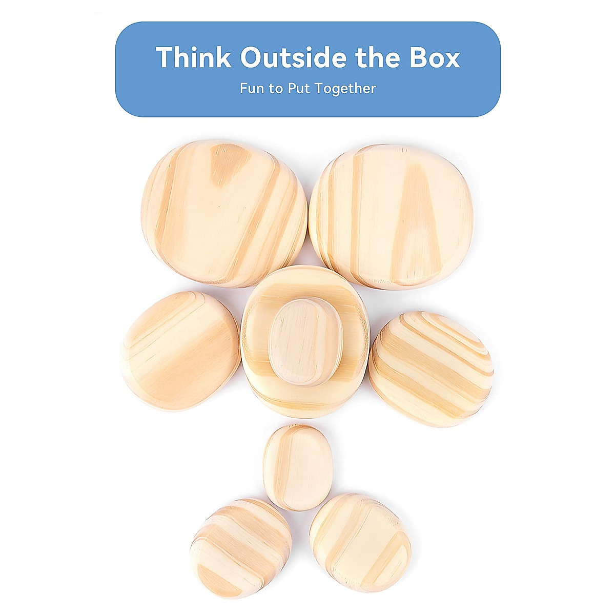 WODI Wooden Logs Stacking Stones 10Pcs Wood Sorting Balancing Rocks Blocks Montessori Educational Toys for Toddler Kids 3 Years Up Developing Skills