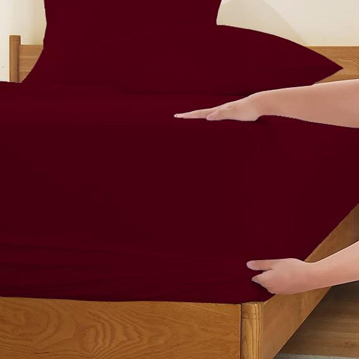 RECCI 4 Piece Luxury Premium Sheet Set 1000 Thread Count Extra Super Soft 100% Egyptian Cotton 18" Inch Deep Pocket - Full Size Burgundy Solid