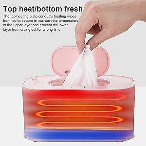 USB Baby Wipe Warmer, Baby Wet Wipes Dispenser, Portable Baby Wipe Warmer for Travel Home Car, Large Capacity Mini Babies Wet Wipe Dispenser (Pink)
