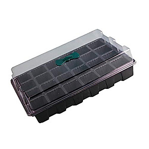DOITOOL 1PCS Seedling Starter Trays with Dome 24 Cells for Gardening Bonsai Seedling Plant Grow Starting Germination Kit (Black)