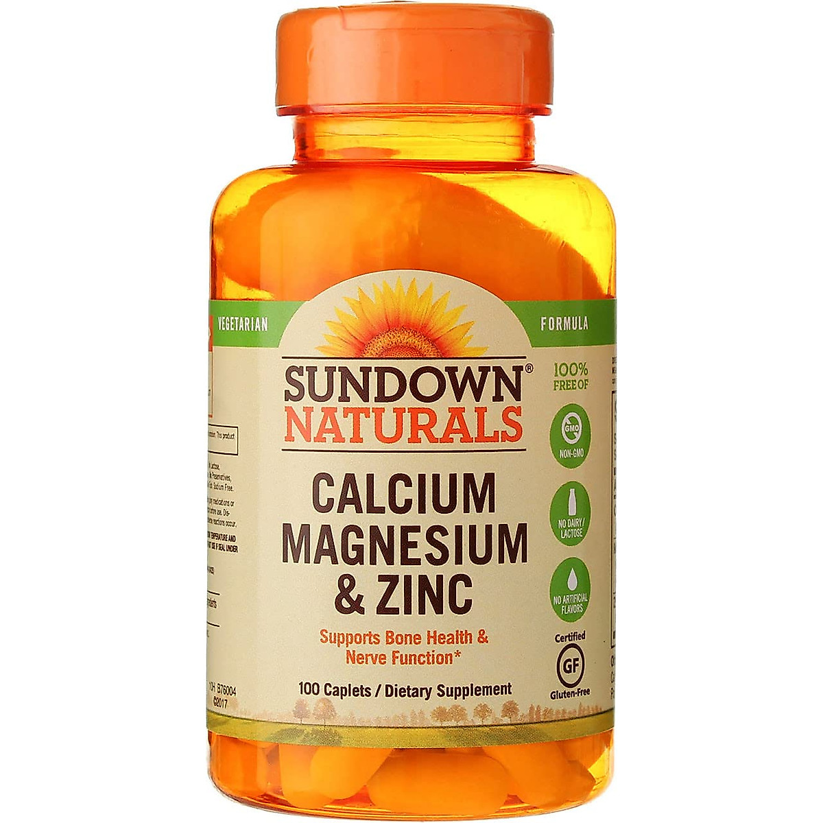 Sundown Naturals Calcium Magnesium and Zinc Caplets - 100 ct, Pack of 6