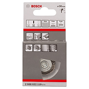 Bosch 2608622119 Stainless Steel 0.3 mm Corrugated Wire Brush Disc, 0 V, Silver, 30 mm