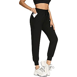 FULLSOFT Sweatpants for Women-Womens Joggers with Pockets Lounge Pants for Yoga Workout Running Black