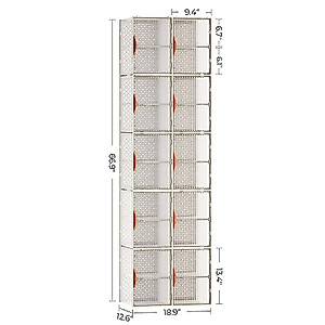 DINMO 10 Packs Shoe Box with Dividers, 20 Pairs, Clear Shoe Storage Organizer, Space Saving for Closet, Visualization, Foldable, White Transparent