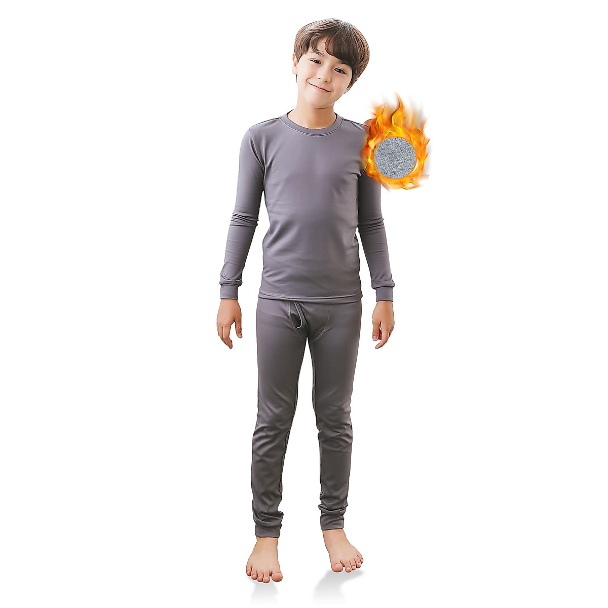 TINFL by Vaenait Boys Thermal Underwear Soft Long John Set Heatwarm Chacoal M