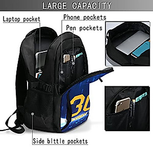 Basketball Curry 16IN Laptop Backpack Work Travel College Anti Theft Durable Travel Daypack With Usb Charging Port Gift For Men Women
