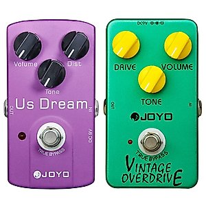 JOYO JF-34 High-Gain Distortion and JF-01 Vintage Overdrive Effects for Electric Guitar Most Frequently Combination Budget Pedals in Bundle