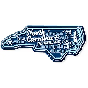 North Carolina Premium State Magnet by Classic Magnets, 2.5" x 1.6", Collectible Souvenirs Made in The USA