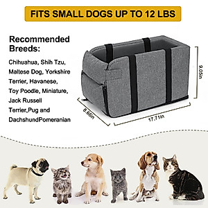 Palopalo Dog Car Seat for Small Dog, Center Console Dog Car Seat for Small Pets Up to 12 Lbs, Fully Detachable and Washable Dog CarSeat with Safet Tethers, Dog Booster Car Seat with Storage Pocket