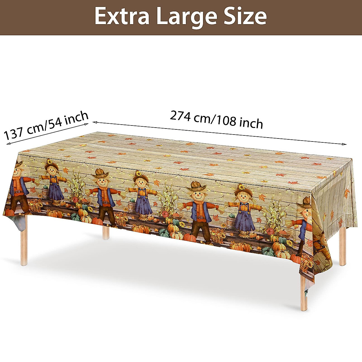 Fall Thanksgiving Tablecloth Plastic Fall Party Table Cover Autumn Harvest Pumpkin Leaves Tablecloth Decoration for Fall Thanks Harvest Party Table Decor Supplies, 54 x 108 Inches (3 Pack)