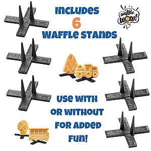 Train Set Waffle Maker - Build Waffle or Pancake Shaped Tracks, Cargo Cars, Signs, Station & More- Fun Family Breakfast for Kids, Electric Nonstick Waffler Iron w/ 4 Removable, Dishwasher Safe Plates