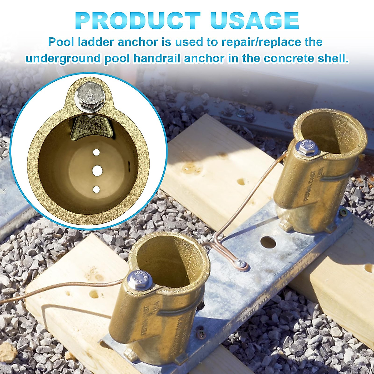 Pool Ladder Anchors - PW-4C Perma-Socket Wedge Assy for Perma Cast Style Bronze Anchor Socket Bolt/Fit 3", 4" Sockets