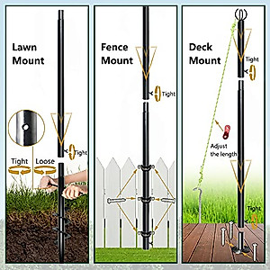 OGoeesy String Light Poles 9.3FT Poles for Outdoor String Lights Spiral Anchor Patio Lighting Stand, 28Φ Metal Posts for String Light, Light Poles for Yard Wedding Parties Home Decor (2 Set)