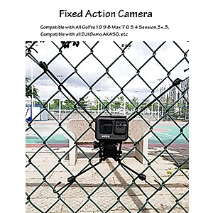 Phone and Action Camera Chain Link Fence Mount with Clip Holder Compatible with iPhone Samsung GoPro DJI OSMO AKASO,Suitable for Recording Baseball Softball and Tennis Games