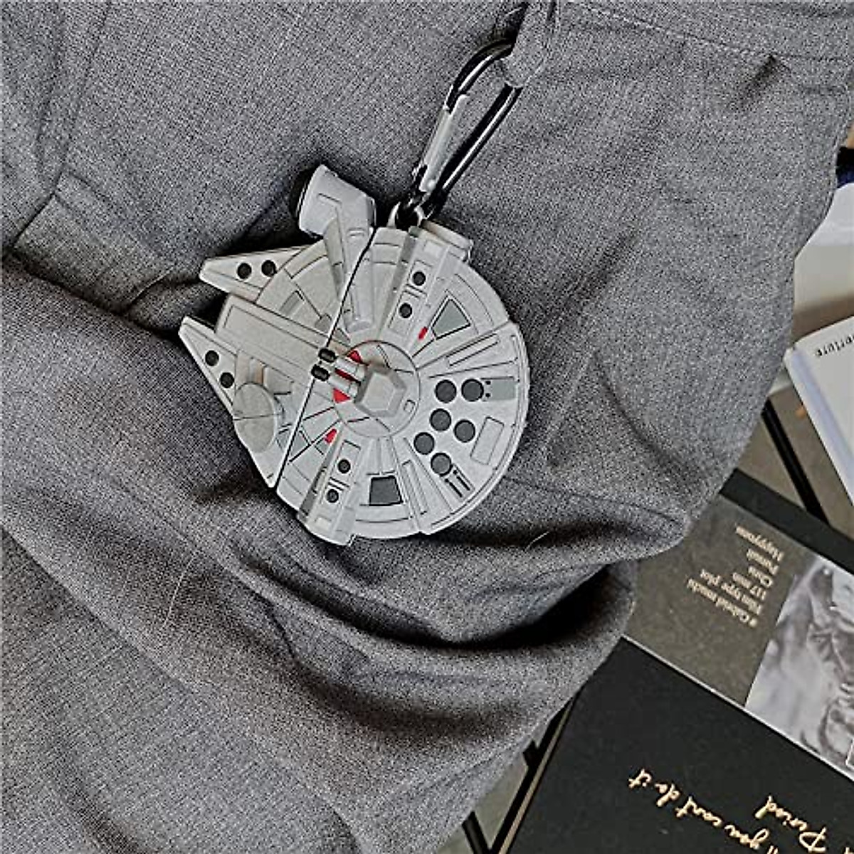 AirPods Pro Case Cover,3D Cartoon Soft Silicone Protective Cover Millenium Falcon Fashion Character Silicone Cartoon Airpod Skin Fun Funny Cool Keychain Kids Teens Cases Airpod pro 