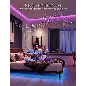 Govee Smart WiFi LED Strip Lights , 50ft RGB LED Lights Work with Alexa and Google Assistant, Color Changing Light Strip, Music Sync, App Controlled LED Lights for Bedroom and Gaming, Easy to Install