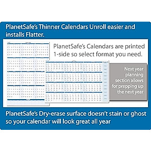 PlanetSafe Calendars Vertical Sky Blue July 2023 to June 2024 Fiscal/Academic Year 12 Month Wall Calendar 36 x 24- Large Dry & Wet Erasable with Next Year Planner -Great for Office & Projects