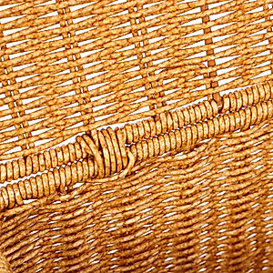 Gadpiparty Large Wicker Storage Basket with Lids Wicker Basket Rattan Magazine Holder Decorative Basket Bin Woven Storage Container, 15 Inch