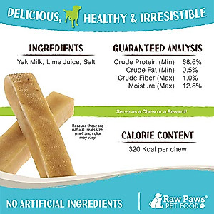 Raw Paws Himalayan Yak Chews for Large Dogs - Large Chews (3-Count) - Himalayan Cheese for Large Dogs - Yak Bones for Dogs - Yak Milk Bones for Dogs - Dog Cheese Chews Himalayan