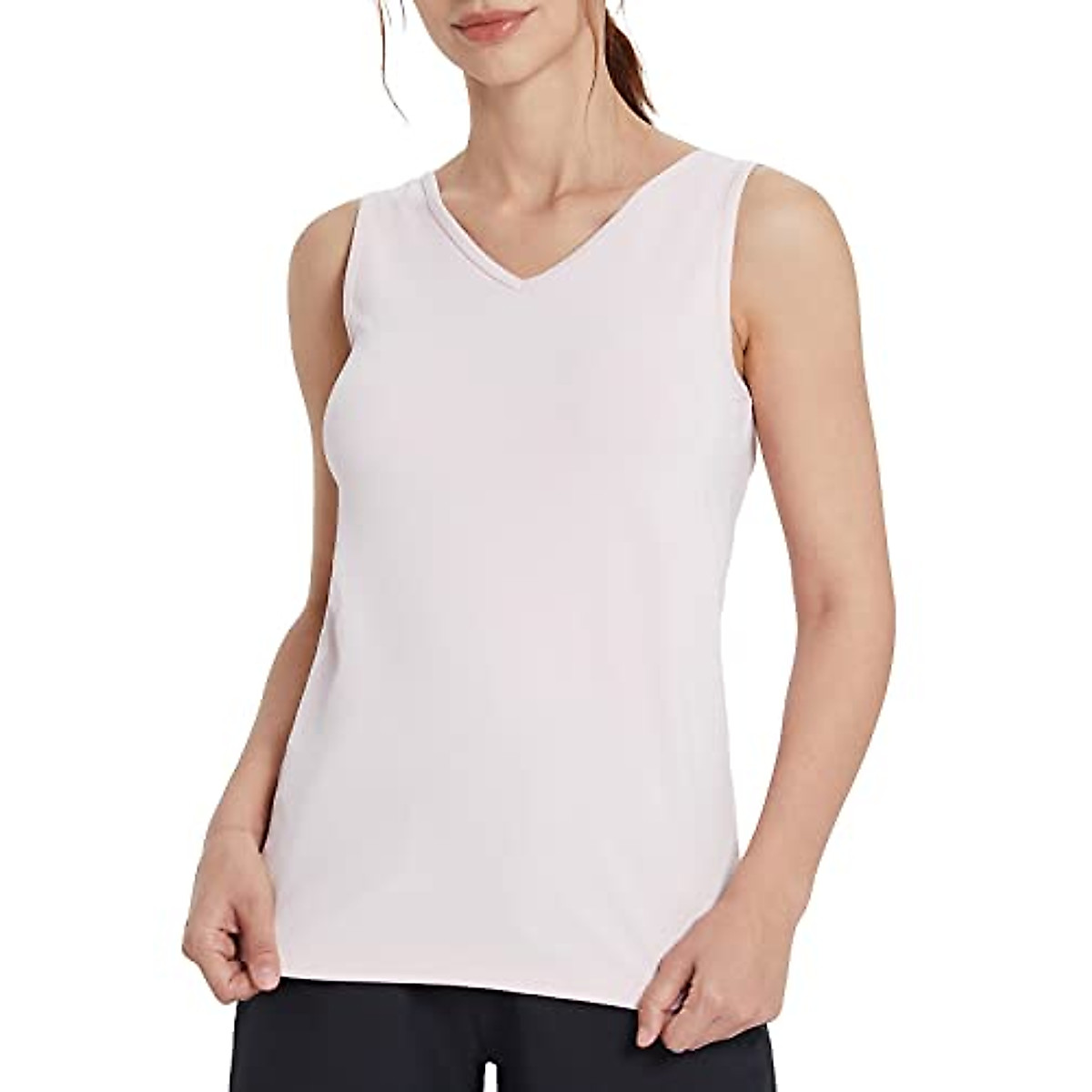 BALEAF Women's Workout Tank Tops for Tennis Quick Dry Fitted Sleeveless Shirts UPF50+ V-Neck Lightweight Size Medium Pink
