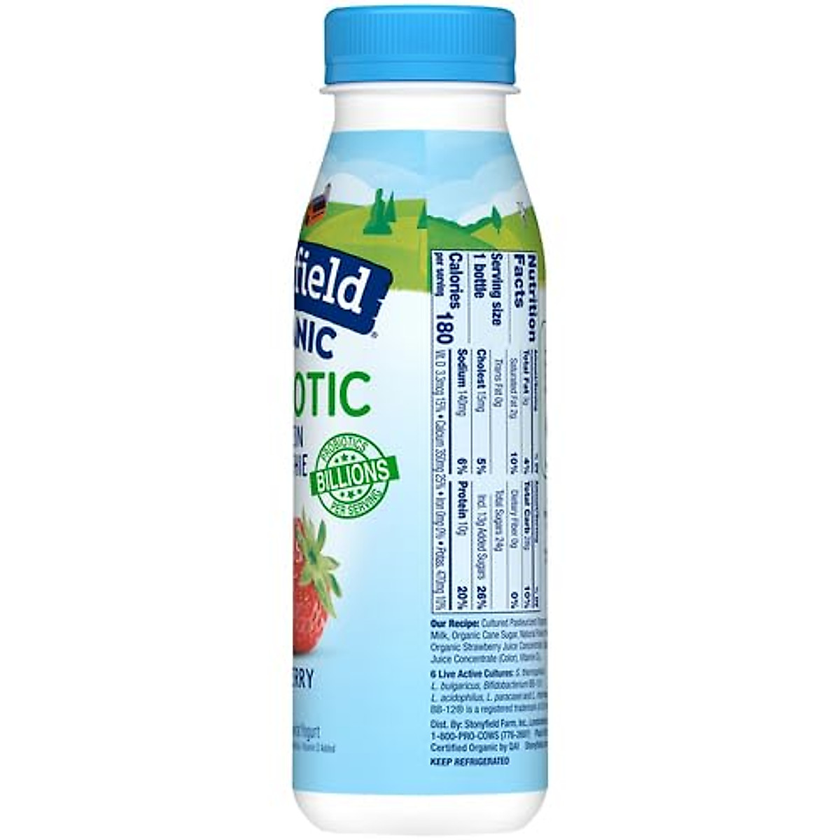 Stonyfield Organic Probiotic Strawberry Lowfat Yogurt Protein Smoothie 10 fl. oz. Bottle