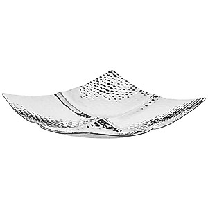 KINDWER Hammered Stainless 4-Section Square Tray, 12-Inch, Silver