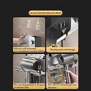 PIANYEATS Adhesive Hands Free Wall Mounted No Drilling Blow Hair Dryer Holder Stand Rack Frame Hanger Shelf Hook toll Organizer Storage for Bathroom